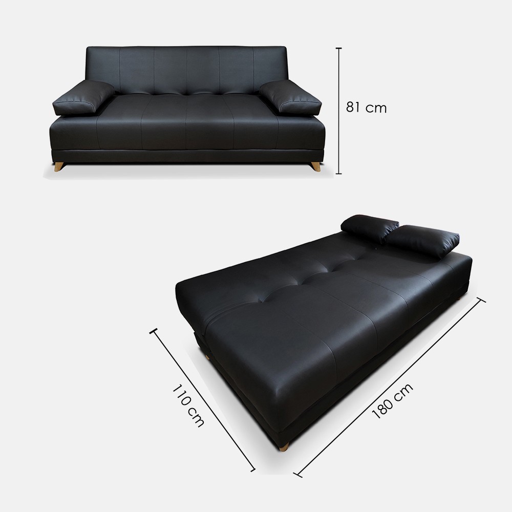 Sofacama Sabath 3 Posiciones Tipo Cuero Negro